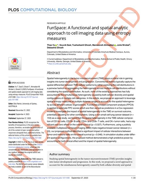 Pdf Funspace A Functional And Spatial Analytic Approach To Cell Imaging Data Using Entropy