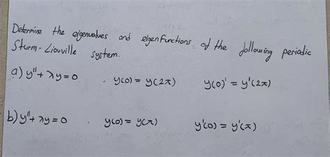 Solved Determine The Eigenvalues And Eigenfunctions Of The