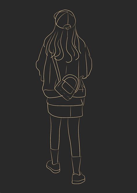 人物插画，女孩背影 Z727490833 站酷zcool