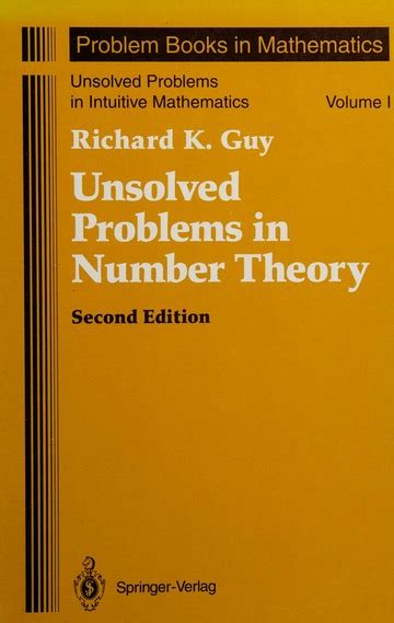 Unsolved Problems In Number Theory Guy Richard K Free Download Borrow And Streaming
