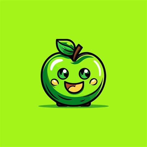 사과 만화 귀여운 사과 벡터 일러스트 레이 션 프리미엄 벡터