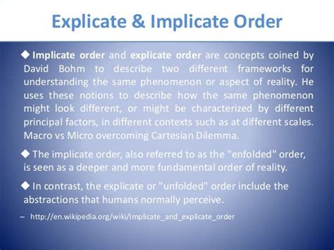 Implicate Order Probabilistic Semantics