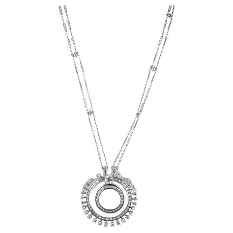 Old European Cut Diamond Circle Pendant Double Strand Diamond Vintage