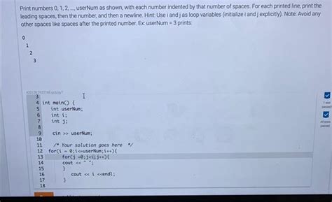 Solved Print Numbers 012 Usernum As Shown With Each