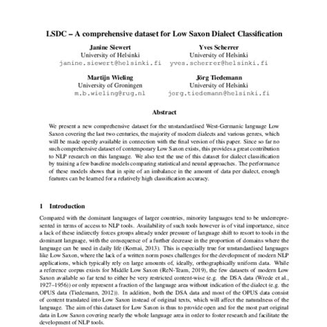 Lsdc A Comprehensive Dataset For Low Saxon Dialect Classification