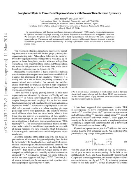 Pdf Josephson Effects In Three Band Superconductors With Broken Time Reversal Symmetry