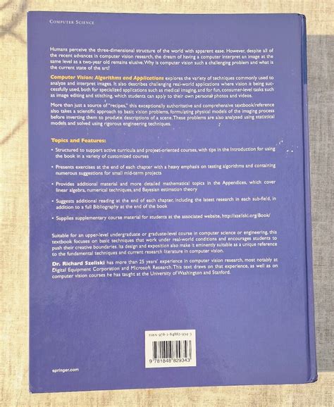 Computer Vision Algorithms And Applications By Richard Szeliski