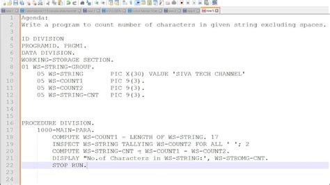 Interview Question Cobol Find The Number Of Characters In String