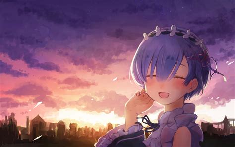 Rem Rezero Sunset Smile Hd Wallpaper By しゃけ沢 1920x1200 Wallpaper