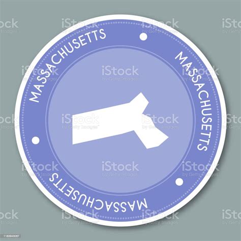 Massachusetts Label Flat Sticker Design Stock Illustration Download