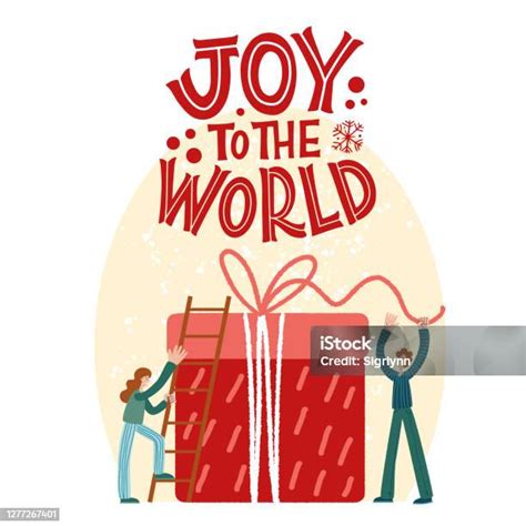 세상에 기쁨 사람들은 새해 선물을 포장합니다 인사말 카드 스티커 배너 인쇄물 및 홈 인테리어 장식을위한 훌륭한 글자 Xmas 카드 메리 크리스마스와 새해 복 많은 새해