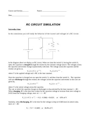 Fillable Online RC Circuit Pdf Course And Section Date Names RC Fax Email Print PdfFiller
