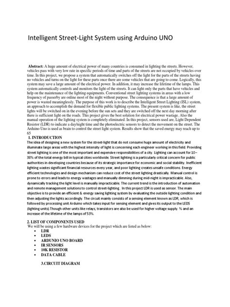 Intelligent Street Light System Using Arduino Uno Pdf Street Light Lighting