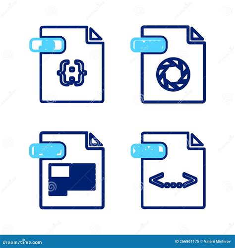 Set Line Xml File Document Pdf Raw And Js Icon Vector Stock Illustration Illustration Of