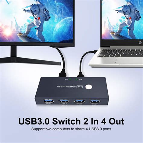 GetUSCart USB3 0 Switcher USB Switch 2 Computers Share 4 USB3 0 Devices 2 In 4 Out USB Kvm