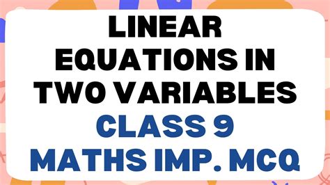 linear equations in two variables class 9 mcq the education planet