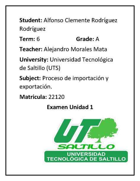 Proyecto Unidad 1 Examen Alfonso Clemente Rodriguez Rodriguez