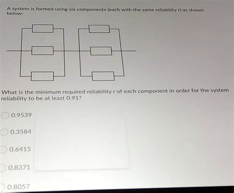 A System Is Formed Using Six Components Each With The Same Reliability R As Shown Below What