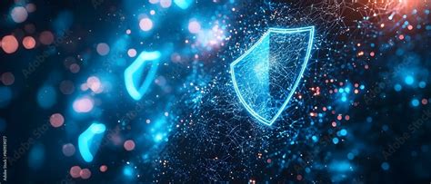 Futuristic Digital Concept Of Cybersecurity Featuring Glowing Blue