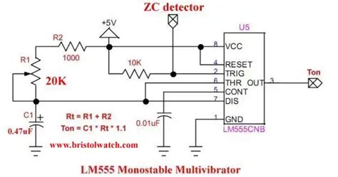 LM555 NE555 One Shot Multivibrator AC Power Control