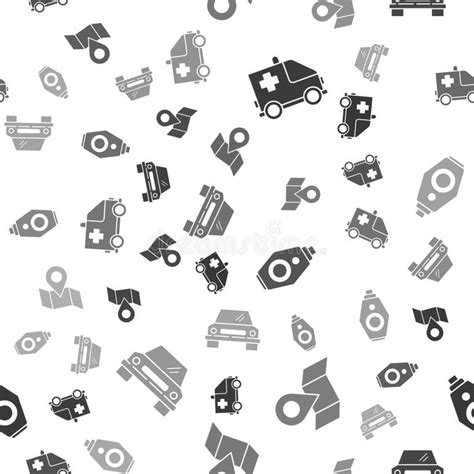 Set Ambulance And Emergency Car Folded Map With Location Marker Car Key With Remote And Car On