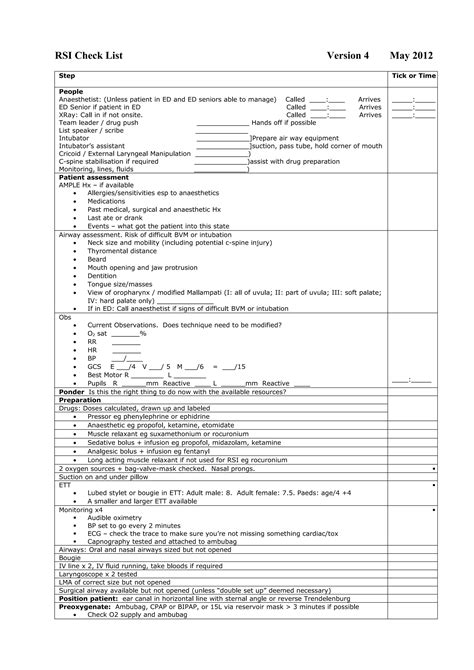 Rsi Check List V4 Doc Ear Nose And Throat Conditions Diseases And Conditions