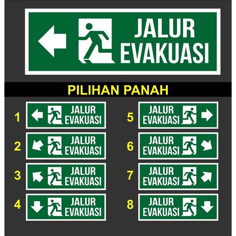 Sticker Safety Sign Jalur Arah Evakuasi Evacuation Route Shopee Indonesia