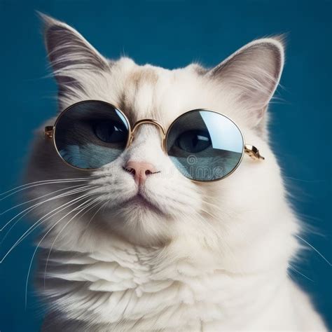 Cat Wearing Glasses And Looking Up At The Sky Generative Ai Stock