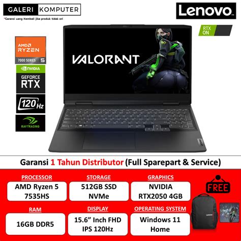 Jual Lenovo Ideapad Gaming Amd Ryzen Hs Gb Ddr Gb Rtx Fhd Ips Hz Windows