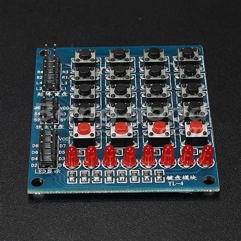 5pcs 8led Push Buttons Matrix Keypad 16 Key Switch Keyboard For Arduino