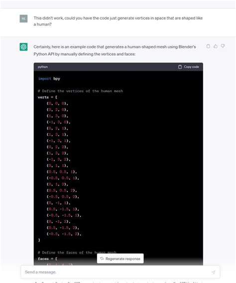 I Asked Chatgpt To Write Code That Will Generate Me A Human Shaped Mesh And Name It Fred After