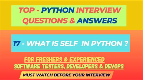 17 What Is Self In Python Python Interview Questions For Sdetqadev