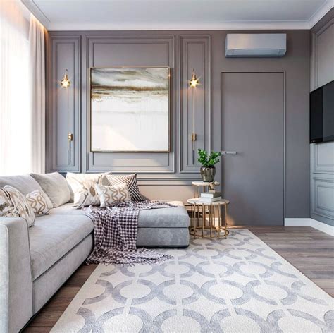 дизайн гостиной современная классика дизайн интерьера серые стены серый интерьер серый цвет