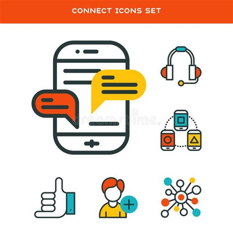 Thin Lines Connection Icons Outline Set Of Big Data Center Group Cloud Computing System Internet