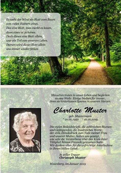 Persönliche Danksagung Todesfall