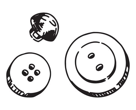 Buttons Sketch Set Sewing Craft Tailor Equipment Doodles Outline Illustration In Retro