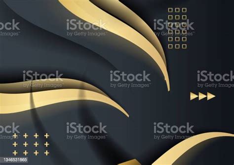 기하학적 모양과 황금 요소 조합으로 추상적인 어두운 배경 0명에 대한 스톡 벡터 아트 및 기타 이미지 0명 3차원 형태 검은색 Istock