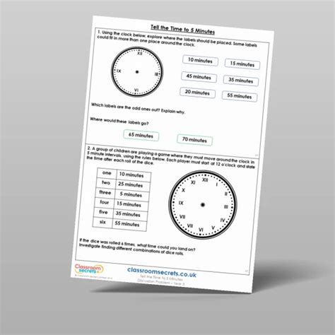Year 3 Telling The Time To 5 Minutes Reasoning And Problem Solving Resource Classroom Secrets