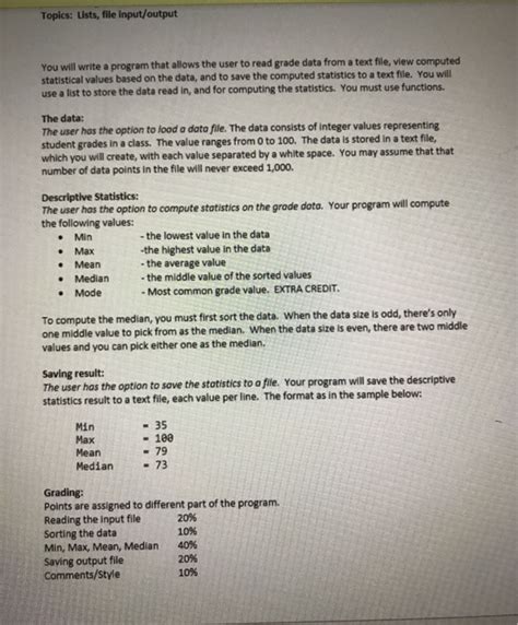 Solved Topics Lists File Inputoutput You Will Write A