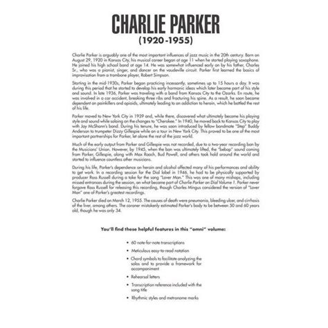 Hal Leonard Charlie Parker Omnibook C 2 Thomann France
