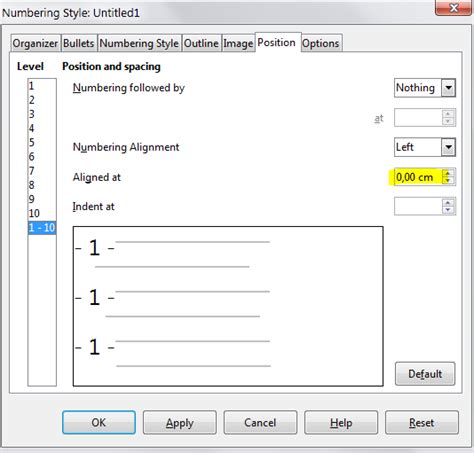 Make Numbered Heading Levels Without Indenting English Ask Libreoffice