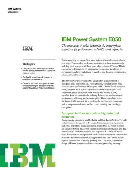 Ibm Power System E850 Pod03108 Usen Pdf