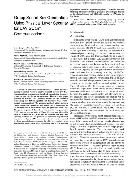 Pdf Group Secret Key Generation Using Physical Layer Security For Uav Swarm Communications