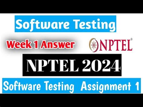 NPTEL Software Testing Week Quiz Assignment Answer SciShowEngineer YouTube
