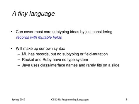 Cse341 Programming Languages Lecture 24 Subtyping Ppt Download