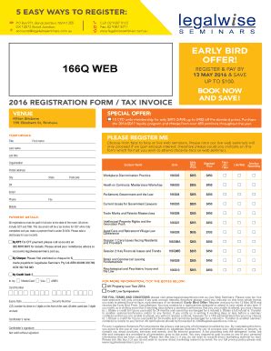 Fillable Online EASY WAYS TO REGISTER Legalwiseseminars Com Au Fax Email Print PdfFiller