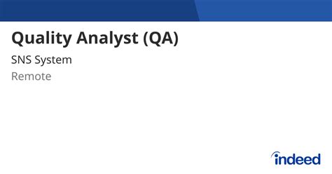 Quality Analyst Qa Remote