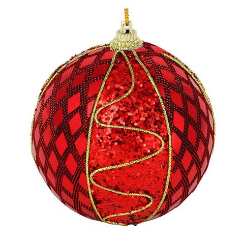 Ёлочный шар 8 см пластик бордо с блестками ЭлимКанц