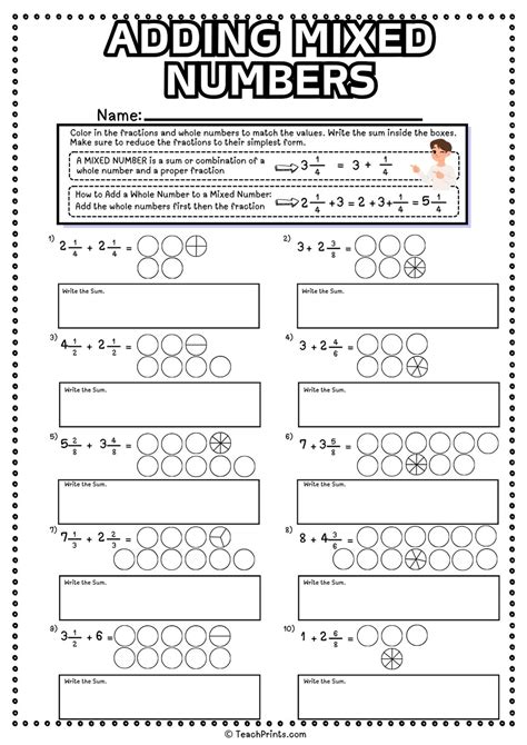 Free Adding Mixed Numbers Worksheets Teach Prints