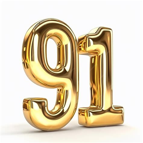 3d Gold Number 91 Isolated On White Background Premium Ai Generated Image